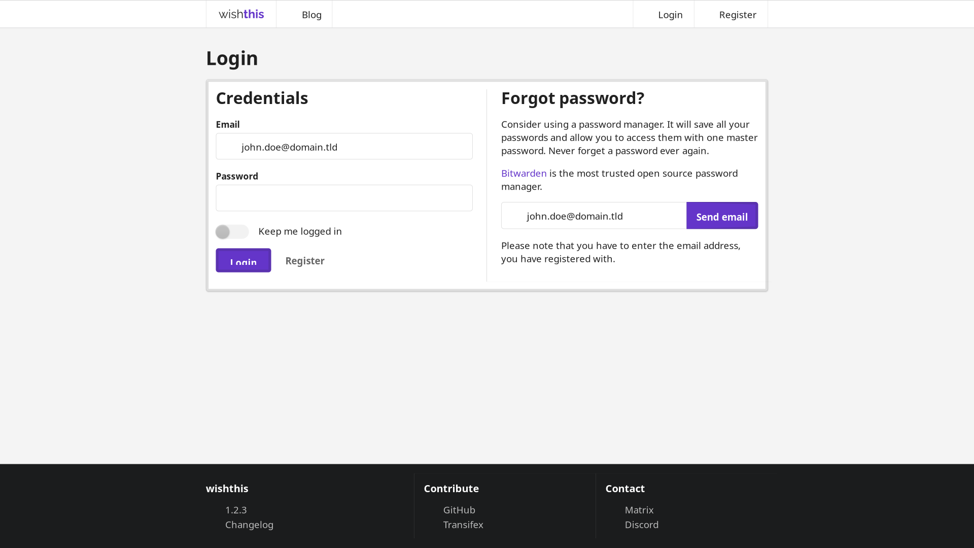 Login - wishthis - Make a wish